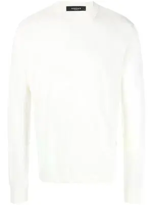 Versace La Greca Cotton-silk Jumper - Neutrals