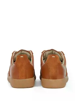MAISON MARGIELA Replica Paneled Leather And Suede Sneakers - Brown