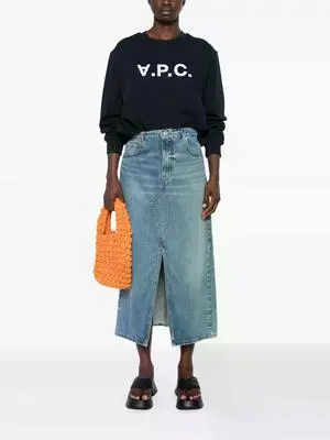 A.p.c. Flocked Logo Cotton Sweatshirt