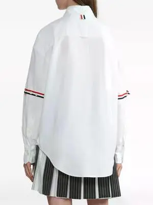Thom Browne Rwb Stripe Trim Cotton Shirt