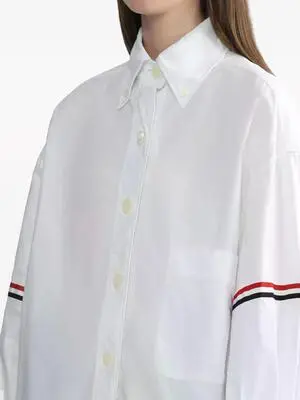 Thom Browne Rwb Stripe Trim Cotton Shirt
