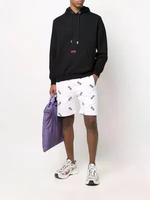 Gcds Logo Drawstring Hoodie - Black