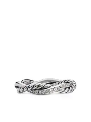David Yurman Sterling Petite Infinity Diamond Band Ring - Silver