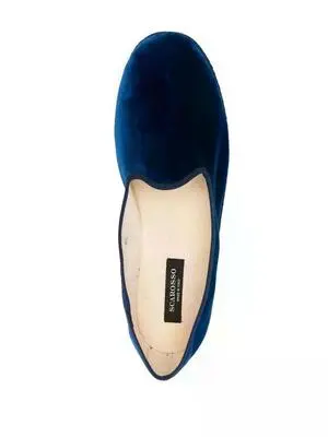 SCAROSSO Velvet Slip-on Loafers - Blue