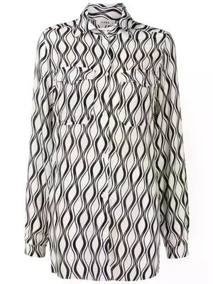 AMIR SLAMA Long Wave-print Shirt - Black