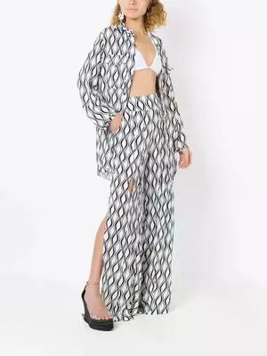 AMIR SLAMA Long Wave-print Shirt