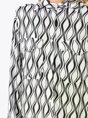 AMIR SLAMA Long Wave-print Shirt