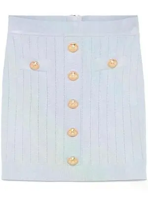 Balmain Coin-Button Detailed Mini Skirt Blue