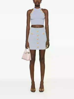 Balmain Coin-button Detailed Mini Skirt - Blue