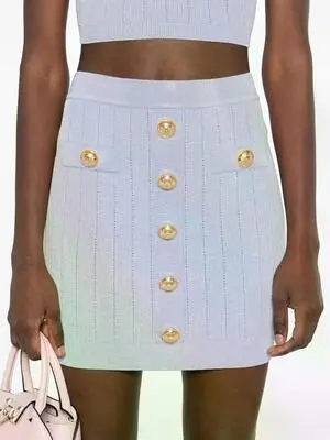 Balmain Coin-button Detailed Mini Skirt - Blue
