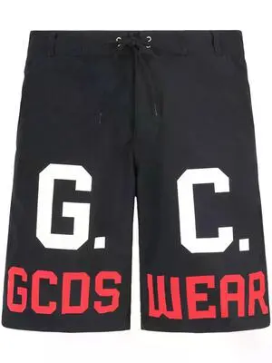 Gcds Logo-print Drawstring Swim Shorts - Black