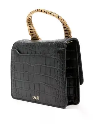 Roberto Cavalli Roar Leather Tote Bag - Black