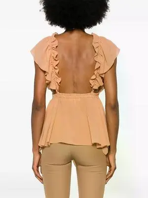 Chloé Ruffled Sleeveless Silk Blouse