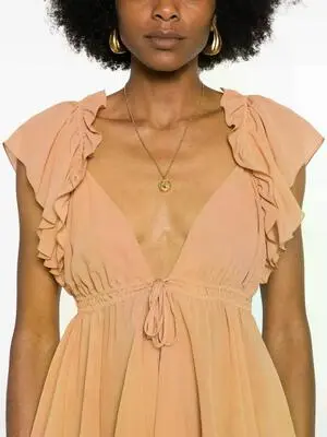 Chloé Ruffled Sleeveless Silk Blouse