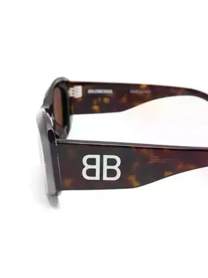 Balenciaga Rectangle-frame Sunglasses - Brown