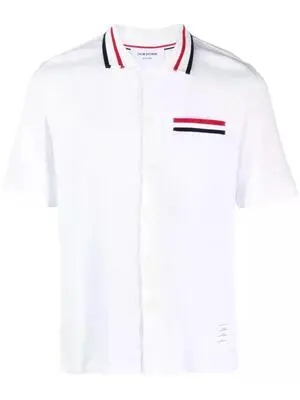 Thom Browne Rwb-stripe Cotton Shirt - White