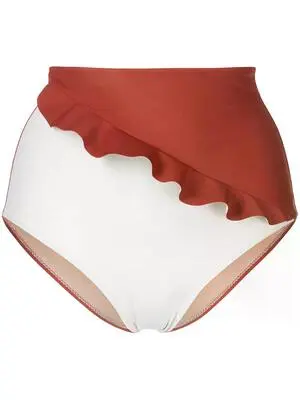 Evarae Ruffle-trim Bikini Briefs - Brown