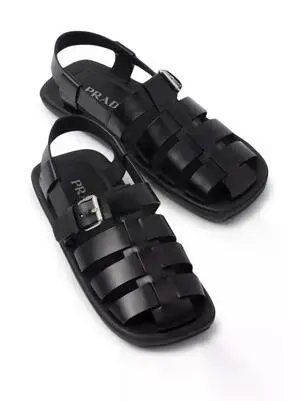 Prada Interwoven Straps Flat Sandals