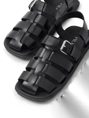 Prada Interwoven Straps Flat Sandals