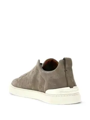 Zegna Triple Stitch Suede Sneakers - Grey