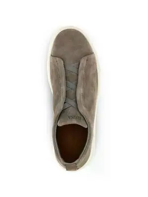 Zegna Triple Stitch Suede Sneakers - Grey