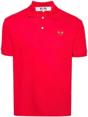 Play Comme Des Garcon Heart-patch Piqué Polo Shirt - Red
