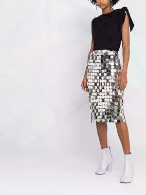 Rabanne Mirror-effect Sequin Midi Skirt