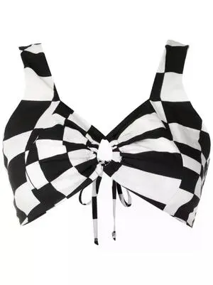 AMIR SLAMA Geometric-print Sleeveless Top - Black