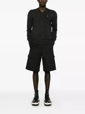 Play Comme Des Garcon Heart-patch Wool Jumper - Grey