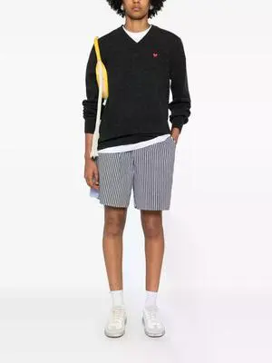 Play Comme Des Garcon Heart-patch Wool Jumper - Grey