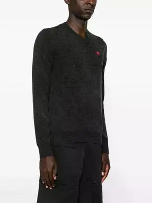 Play Comme Des Garcon Heart-patch Wool Jumper - Grey