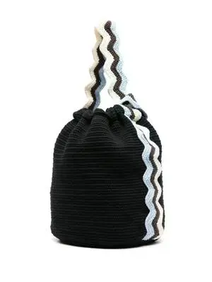 JIL SANDER Zigzag-stripe Knitted Bucket Bag