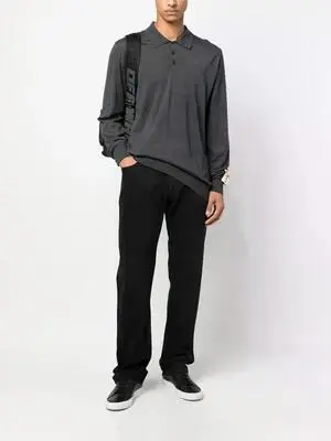 GOLDEN GOOSE Logo-patch Wool Polo Shirt - Grey