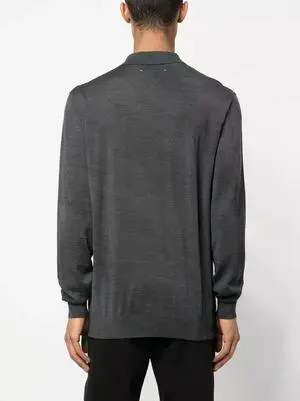 GOLDEN GOOSE Logo-patch Wool Polo Shirt - Grey
