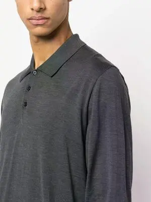 GOLDEN GOOSE Logo-patch Wool Polo Shirt - Grey