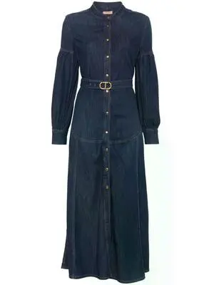 TWINSET Belted Denim Long Dress