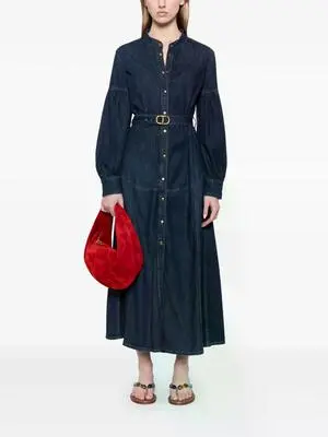 TWINSET Belted Denim Long Dress