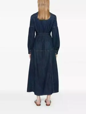 TWINSET Belted Denim Long Dress