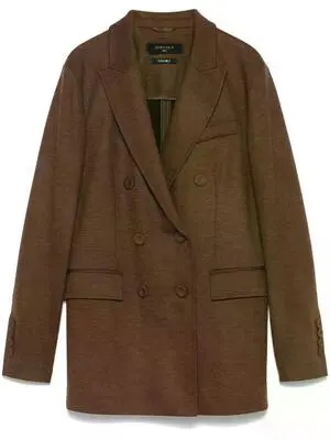CIRCOLO 1901 Double-breasted Virgin Wool-blend Blazer - Brown