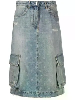 Givenchy Monogram-print Denim Cargo Skirt