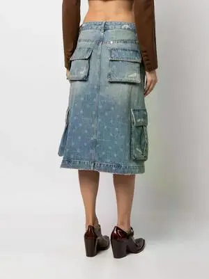 Givenchy Monogram-print Denim Cargo Skirt