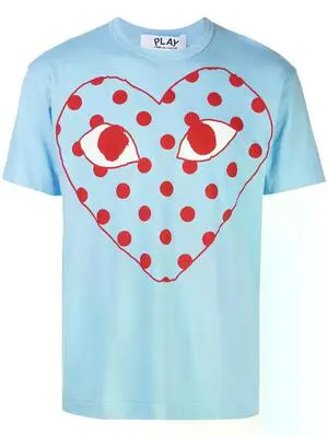 Play Comme Des Garcon Logo Print T-shirt - Blue