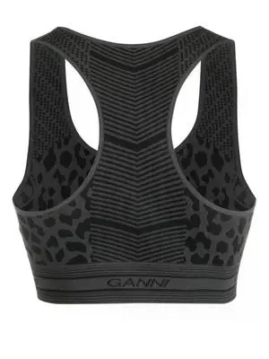 GANNI Leopard-print Racerback Bralette