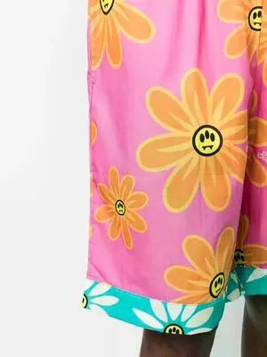 BARROW Logo And Floral-print Cotton Shorts