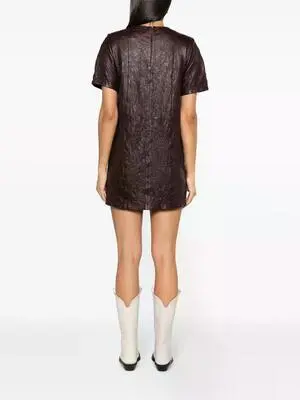 Zadig&Voltaire Riddy Creased Leather Minidress - Brown