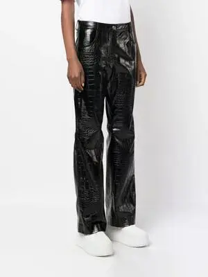 MSGM Embossed Crocodile Effect Straight-leg Trousers