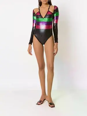 AMIR SLAMA Sequin Cut-out One-piece Swimsuit