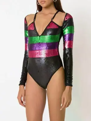 AMIR SLAMA Sequin Cut-out One-piece Swimsuit