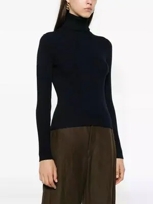 P.a.r.o.s.h Ribbed Knit Cut-out Roll Neck Cropped Sweater