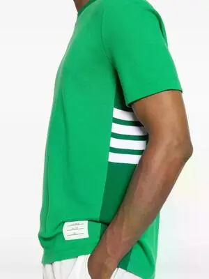 Thom Browne 4-bar Stripe Cotton T-shirt - Green
